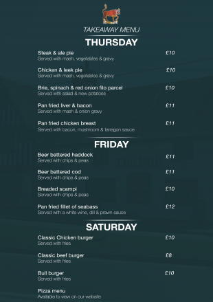 menu - The Brantham Bull